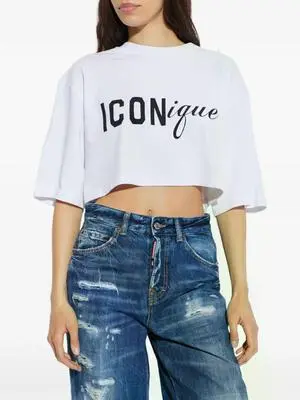 Dsquared2 Iconique Cropped Cotton T-shirt