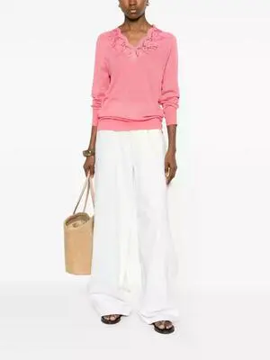ERMANNO FIRENZE Lace-detail V-neck Top