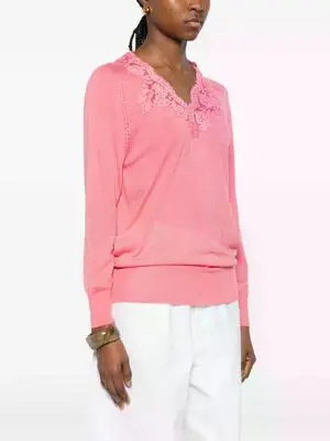 ERMANNO FIRENZE Lace-detail V-neck Top