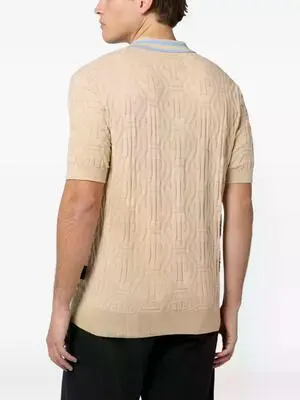 Philipp Plein Knitted Polo T-shirt Jacquard Monogram - Neutrals