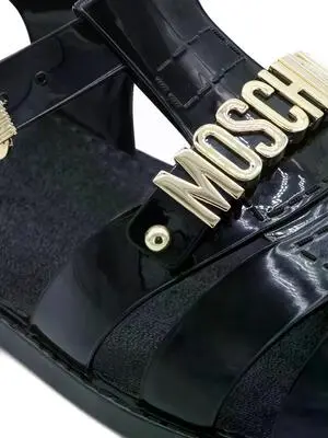 Moschino Logo Buckle Sandals - Black