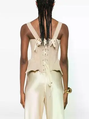 MITILIANE COUTURE Lace-up Suede Corset Top - Neutrals