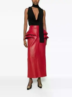 MITILIANE COUTURE Leather Maxi Skirt With Side Detail