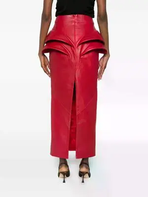 MITILIANE COUTURE Leather Maxi Skirt With Side Detail