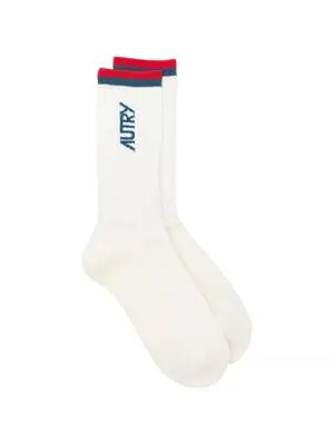 AUTRY Ribbed Trim Socks - White