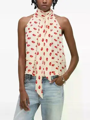 Marc Jacobs Lips-print Halterneck Top - Neutrals