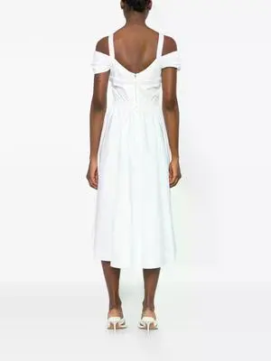 Elisabetta Franchi Stretch Cotton Dress With Jewel Chain Detail - White