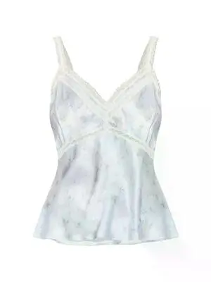 LoveShackFancy Floral Lace Trimmed Camisole - Blue