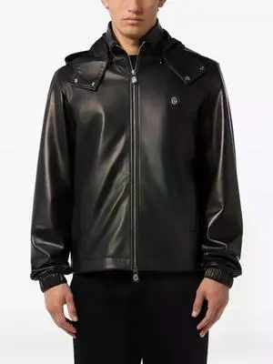 BILLIONAIRE Hooded Leather Jacket