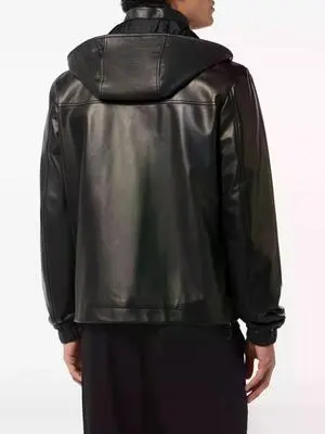 BILLIONAIRE Hooded Leather Jacket
