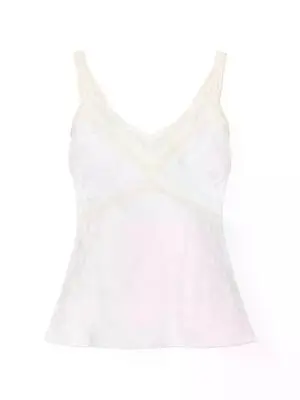 LoveShackFancy Lirena Lace Trim Floral Blouse - Neutrals