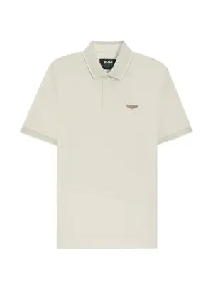 BOSS X Aston Martin Polo Shirt In Wool-cotton Piqu - Neutrals