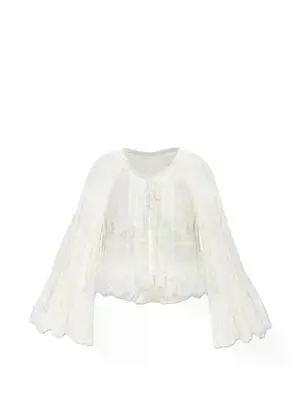 LoveShackFancy Darline Lace Bell-sleeve Blouse - White