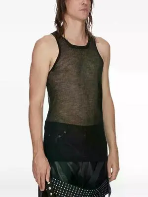 Rick Owens Ribbed Knit Sleeveless Top - Black