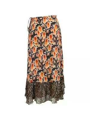 Rixo Liv Printed Wrap Midi Skirt