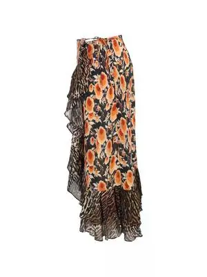 Rixo Liv Printed Wrap Midi Skirt