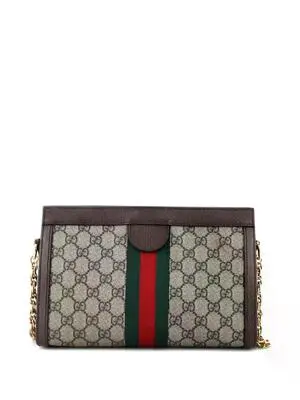 Gucci Ophidia Chain Shoulder Bag Gg Coated Canvas Small - Brown