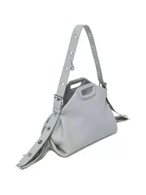 Maje Grained Leather Miss M Bag - Grey