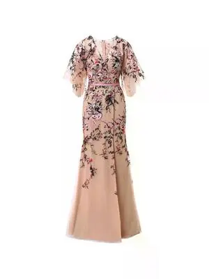 RAMI AL ALI Embroidered Overlap Maxi Dress