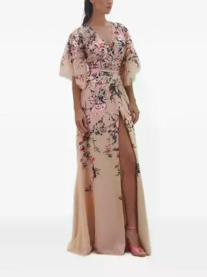 RAMI AL ALI Embroidered Overlap Maxi Dress