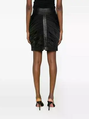 MITILIANE COUTURE Draped Leather Mini Skirt