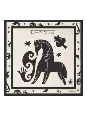 LANVIN Graphic-print Silk Scarf - Neutrals