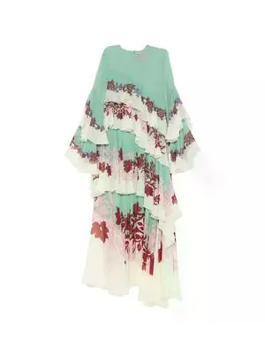 La DoubleJ Floral Print Ruffled Dress - Green