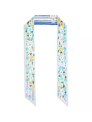 LANVIN Floral-print Striped Scarf - Blue