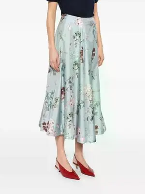 Altuzarra Floral Print Midi Skirt - Blue