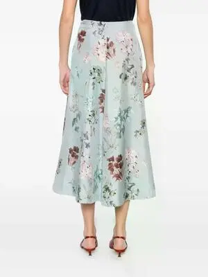 Altuzarra Floral Print Midi Skirt - Blue