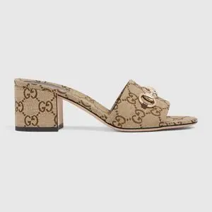 Gucci Gg Canvas Slide Sandal With Horsebit - Multicolor