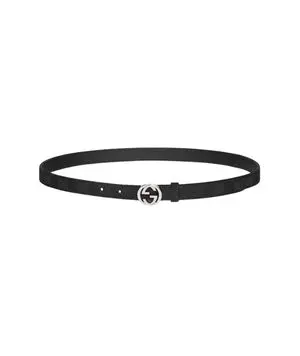Gucci Thin Belt With Interlocking G Buckle - Black