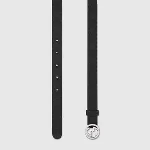Gucci Thin Belt With Interlocking G Buckle - Black
