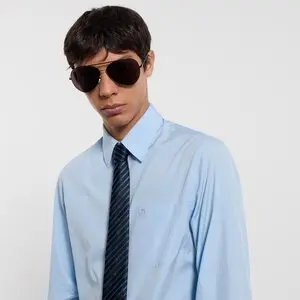 Gucci Interlocking G Chain Silk Neck Tie - Blue
