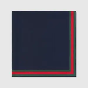 Gucci Cotton Silk Pocket Square With Web - Blue