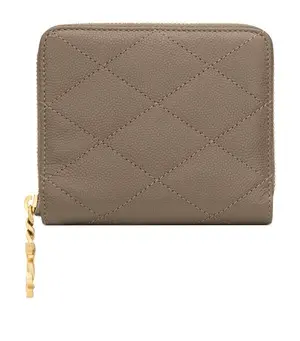 Saint Laurent Matelassé Zip-up Wallet - Grey