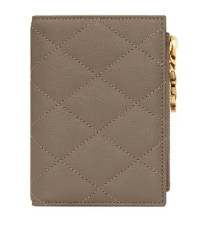 Saint Laurent Matelassé Bifold Wallet - Grey