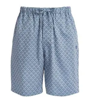 Harrods Cotton Geometric Logo Pyjama Shorts - Blue