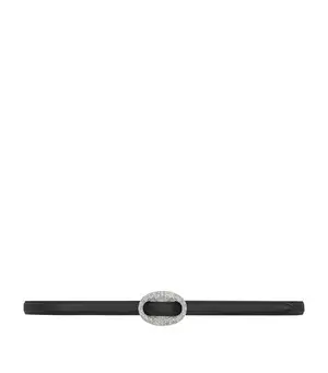 Saint Laurent Leather Embellished Oval Belt - Black