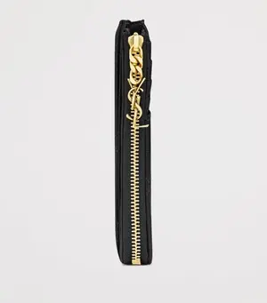 Saint Laurent Matelassé Zip-up Card Holder - Black