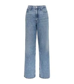 Rag & Bone Embellished Logan Wide-leg Jeans - Blue