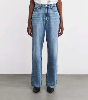 Rag & Bone Embellished Logan Wide-leg Jeans - Blue