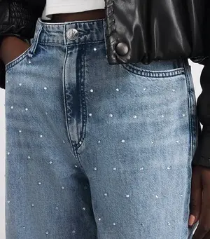 Rag & Bone Embellished Logan Wide-leg Jeans - Blue