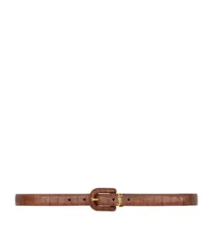Saint Laurent Calfskin Cassandre Belt - Nude
