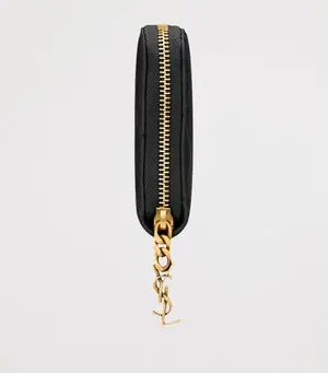 Saint Laurent Matelassé Zip-up Wallet - Black