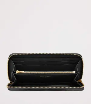 Saint Laurent Matelassé Zip-up Wallet - Black