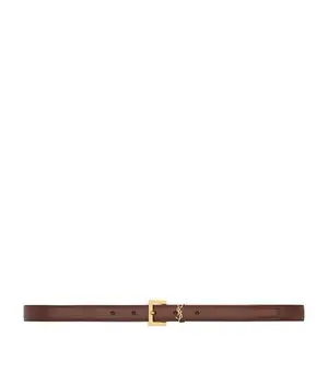 Saint Laurent Smooth Calfskin Cassandre Belt - Beige