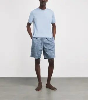 Harrods Cotton Geometric Logo Pyjama Shorts