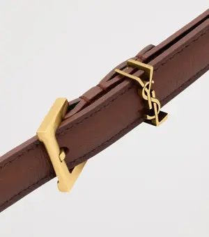 Saint Laurent Calfskin Cassandre Slim Belt