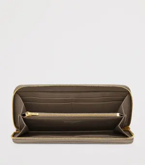 Saint Laurent Matelassé Zip-up Wallet - Grey
